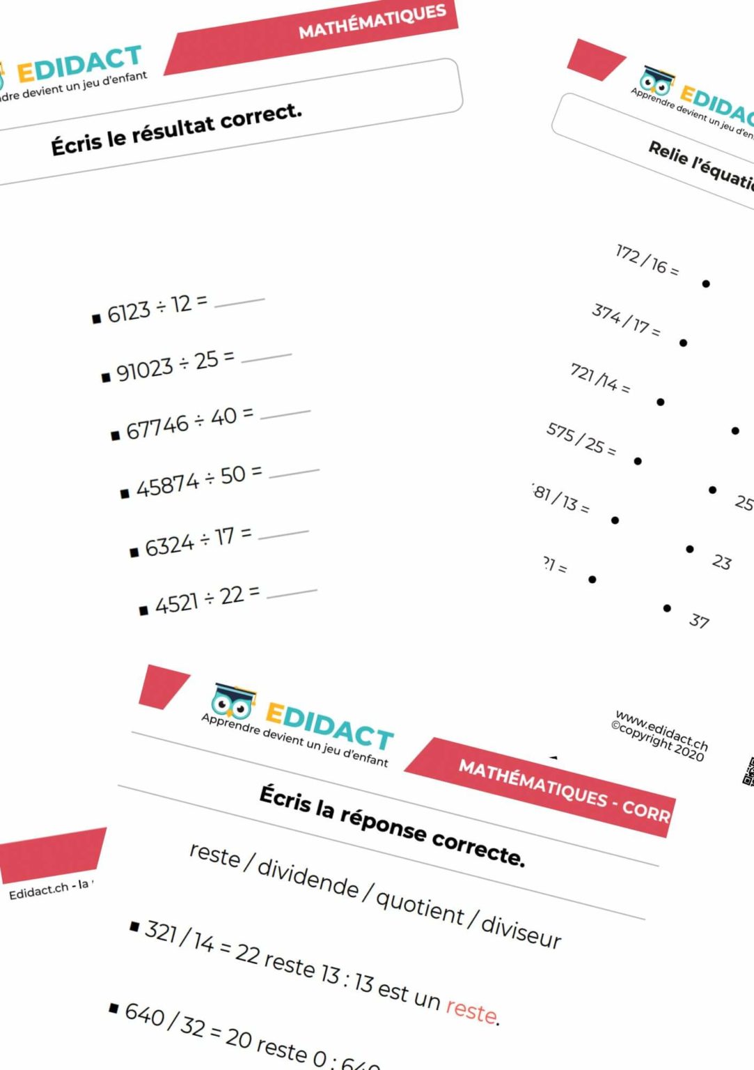 Exercices de Division en Ligne – PDF, Jeux & Calcul Posé - Edidact