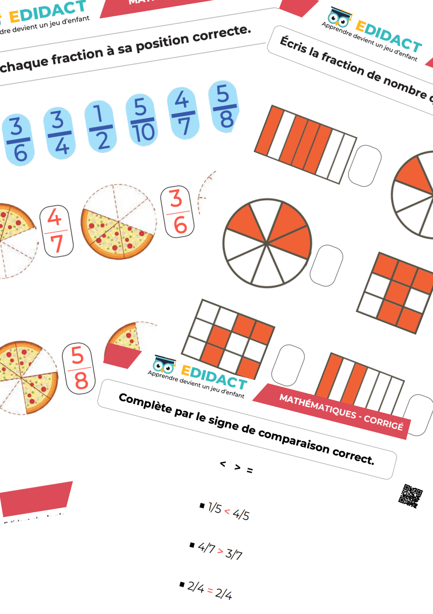 Exercices Fractions CM1 : Interactifs & Fiches PDF avec corrections ...